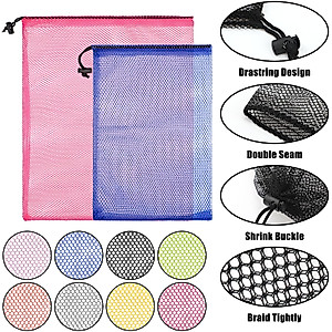 Funtery 24 Pcs Mesh Bags Drawstring Mesh Laundry Bag Stuff Sack Nylon Bags Camping Nylon Drawstring Bag Mesh Bag with Drawstring Cord for Toys (13 x 15 Inch)