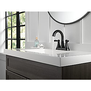 Delta Faucet Esato Matte Black Bathroom Faucet, Centerset Bathroom Faucet Black, Bathroom Sink Faucet, Drain Assembly Included, Matte Black 25897LF-BL