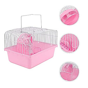 Hamster Cage Travel Carry Rat Cage Small Pets Supplies Hamster Toy Accessories (Pink)- Chinchilla Cage