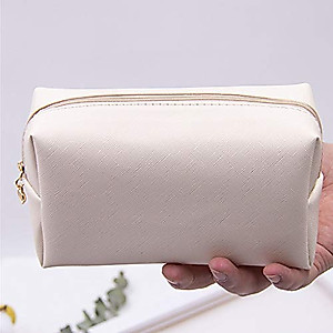 LYDZTION Large Makeup Bag for Purse Vegan Leather Makeup Pouch Travel Toiletry Bag Cosmetic Bag for Women and Girls,3 Sizes(White)