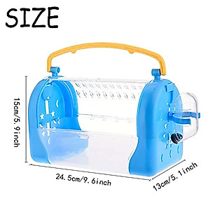 kathson Portable Hamster Cage Dwarf Hamster Carry Travel Cage with Water Bottle Food Bowl Adjustable Strap Pet Outgoing Cage for Gerbil Hedgehog Mice Squirrel