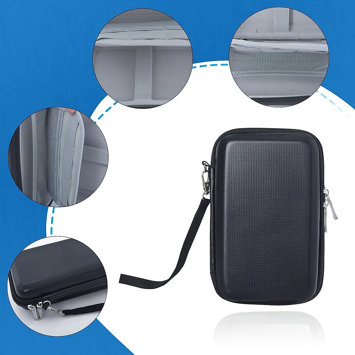 Wolfteeth 6.7" Smell Proof Travel Case, External Hard Drive Carrier, Portable Memory Card Storage Holder, Black (Empty)