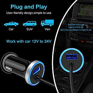 3.4A Fast Car Charger, Android Type C Car Charger Adapter with 3ft USB C Coiled Cable for Google Pixel 7 7pro 6a 6pro 5a 2XL, Moto G Pure/G Stylus 5G 2022, Samsung Galaxy S23 A03s A13 A33 A53 Z Fold 4