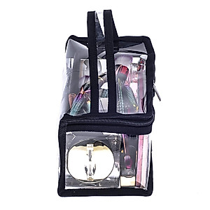 Jula Vance Small Rectangular Clear PVC Makeup Bag Make Up Artist Tool Organizer Pouch Bag Transparent Vinyl Cosmetic Bag Actor Bag with Handle