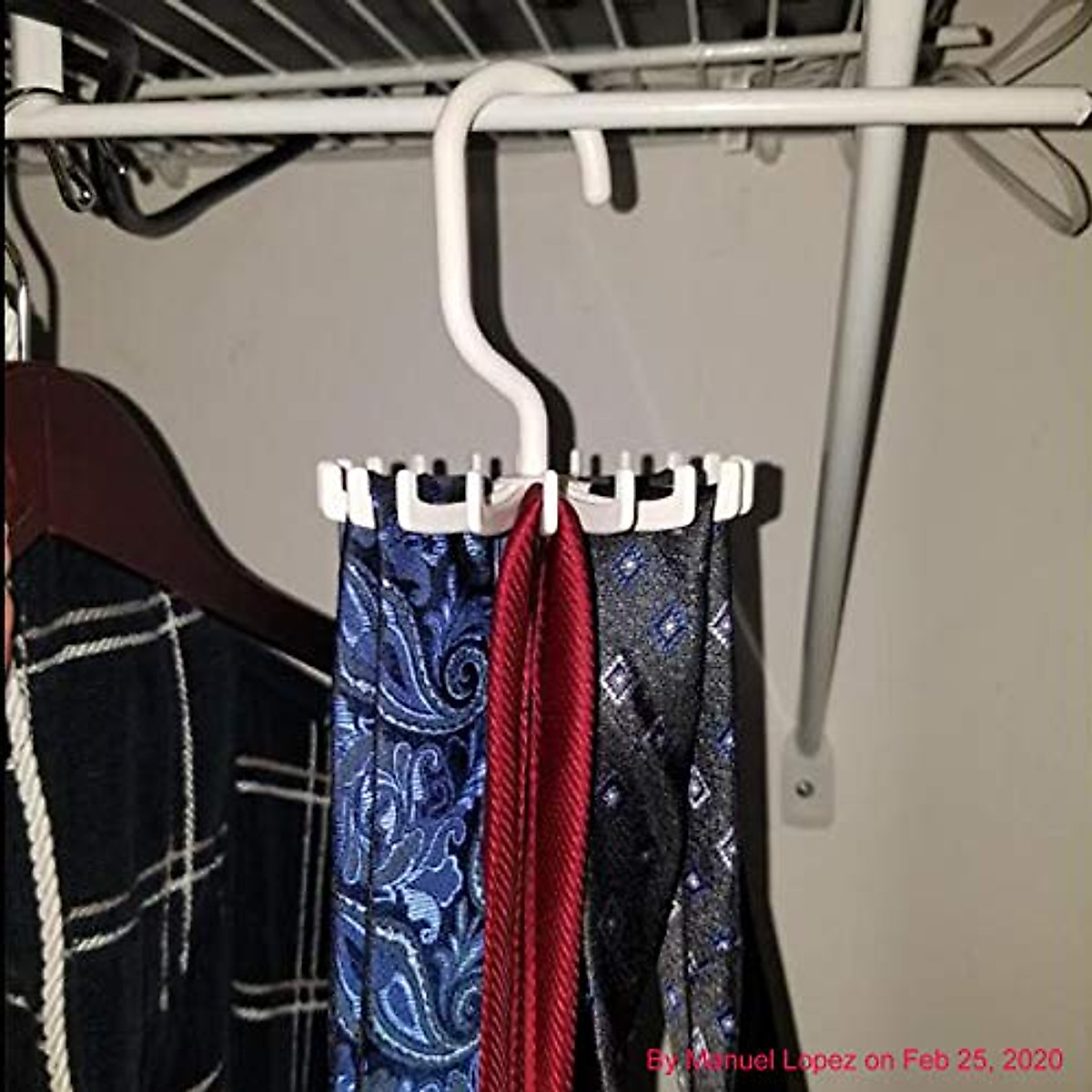 Z ZICOME 3 Pack Twirl Ties Rack Closet Organizer Tie Hanger Hook Headband Holder (White)