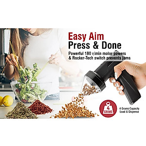 Auto9 2.5" Large Electric Grinder: Auto Spice Grinder with auto dispensing, Portable 4 gram Capacity Grinder for food spices with Two-Direction Rocker Switch Block Free(Black)