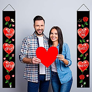 Valentine's Day Banner Fun Valentines Conversation Porch Sign Love Sweet Banner Valentine's Day Hanging Decoration for Engagement, Wedding, Anniversary