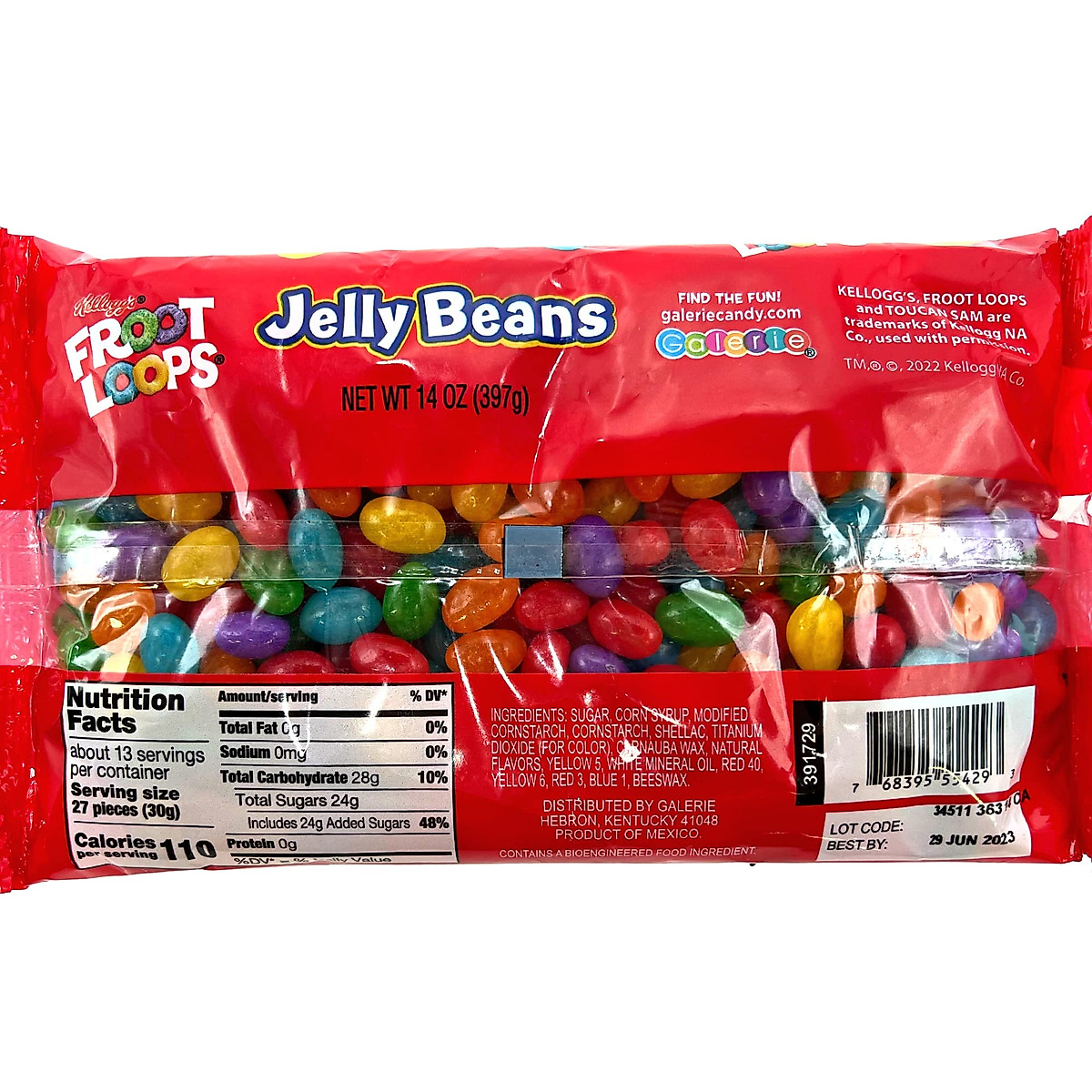 Froot Loop Flavored Gourmet Jellybeans, Bulk Multicolored Fruit Cereal Flavored Jelly Beans, Candy Basket Fillers, 12 Ounces