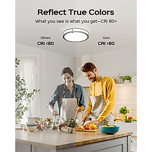 JACKYLED 13 Inch Flush Mount Ceiling Light, Brushed Nickel Ceiling Light Fixture, 3000K/3700K/4500K/5100K/6000K Dimmable Lighting for Bathroom Bedroom Kitchen Stairwell, 36W, 2 Pack