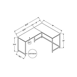 Monarch Specialties 7395 Computer Desk, Home Office, Corner, 58" L, L Shape, Work, Laptop, Metal, Laminate, Contemporary, Modern Desk-58 Top, 58.25" L x 44" W x 30" H, White/White