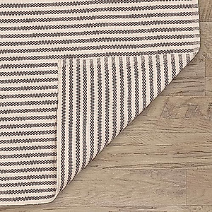 Home Conservatory Pinstripe Handwoven Indoor/Outdoor Rug, 8 X 10 Feet, Brown/Ivory Stripe Pattern