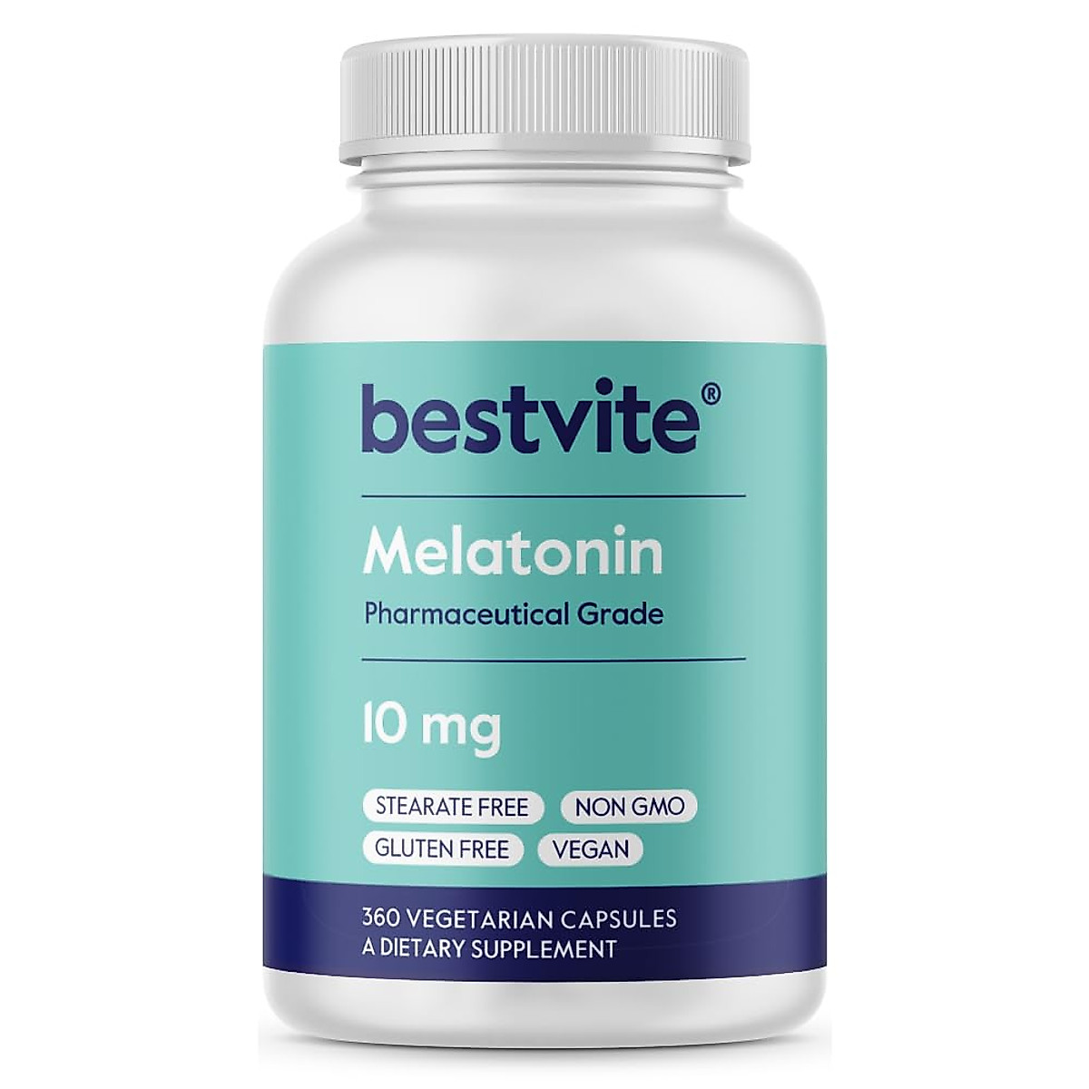 BESTVITE Melatonin 10 mg - 360 Veg Caps - No Stearates - No Sucralose, No Dextrose, No Silicon Dioxide, No Mannitol - Vegan - Non-GMO - Gluten-Free - Sleep Aid to Support Rest & Wake Cycles