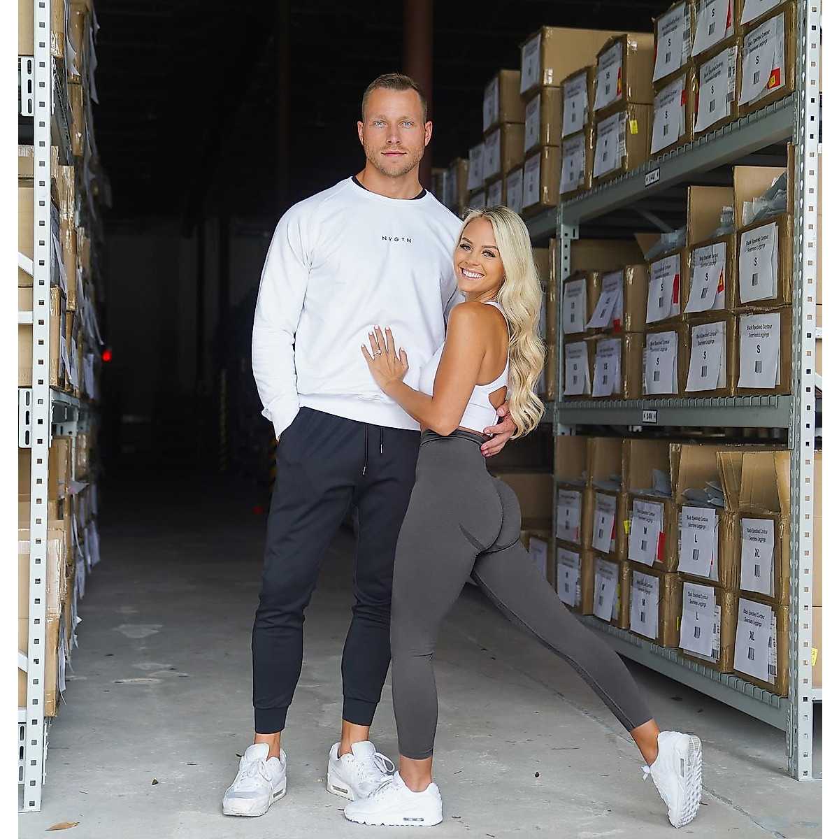 OQQ Women's 2 Piece High Waist Workout Butt Lifting Leggings Tummy Control Ruched Booty Smile Yoga Pants Black Darkgrey