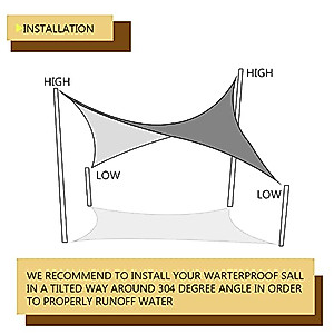 Coarbor Waterproof Sun Shade Sail Rectangle Perfect for Patio Outdoor Garden Custom Beige 16'x 16'