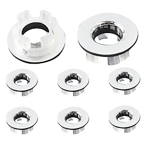 Adyoney 8pcs Silver Sink Overflow Ring, Sink Round Hole Trim Overflow Hole Insert in Round Trim Cap for 23-25mm/0.91-0.98inch Hole Diameter Replacement for Sink, Bathroom, Kitchen