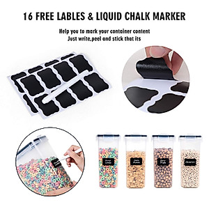 FOOYOO Cereal Containers Storage Set - 4 Piece Airtight Large Dry Food Storage Containers(135.2oz), BPA Free Dispenser Plastic Cereal Storage Containers with 16 Labels & Pen