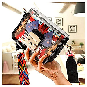 mothgel Women Mini Transparent PVC Plastic Crossbody Summer Durable Shoulder Bag (Black)