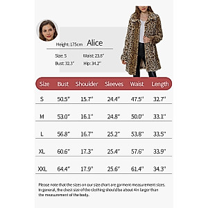Bellivera Faux Fur Jacket Coat Womens Leopard Jacket Long Sleeve Winter Warm Fluffy Parka Overcoat Outwear Tops 18125 Leopard M