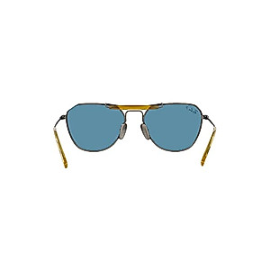 Ray-Ban RB8064 Titanium Aviator Sunglasses, Demi Gloss Pewter/Blue Polarized, 53 mm