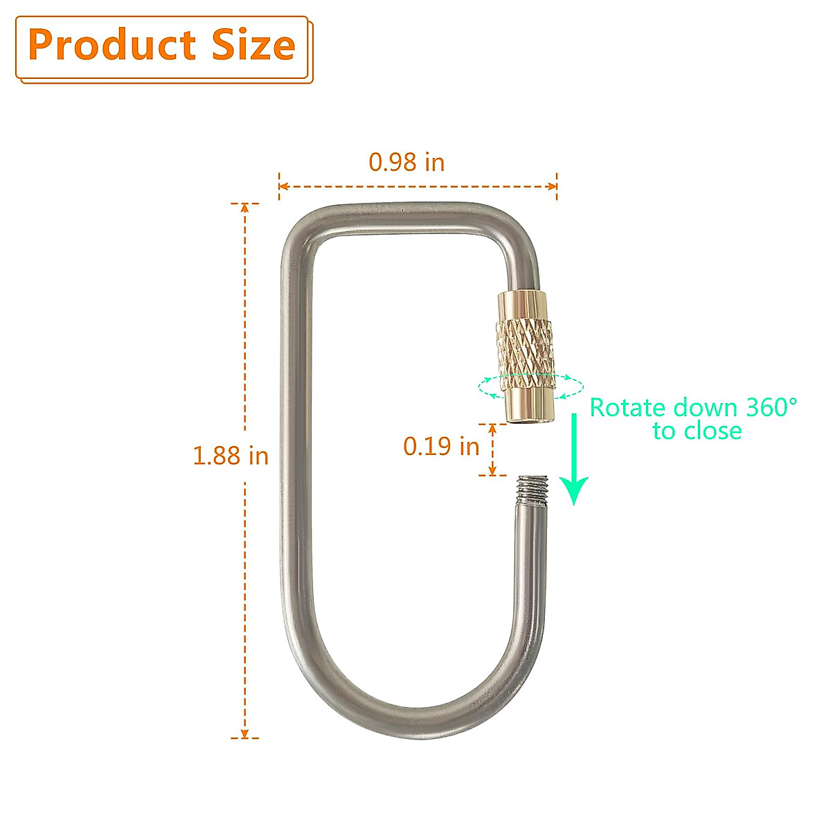BAMI-LEE House 2 Pcs Titanium Locking Carabiner Titanium Alloy U-shaped Key Chains Rings Buckles for Indoor Outdoor Use