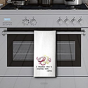 Hafhue I Wonder Who's Crying Now Kitchen Towel, Funny Kitchen Towel Gifts for Women Sisters Friends Mom Aunts, Housewarming Gift for Women Hostess, New Home Gift for Women, Hostess Gifts