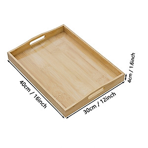 HEITICUP Bamboo Serving Tray-One Piece Set of Bed Tray Coffee Table with Handles, Kitchen Trays for Party, Serving Breakfast Pastries, Eating, Snacks, Mini Bars