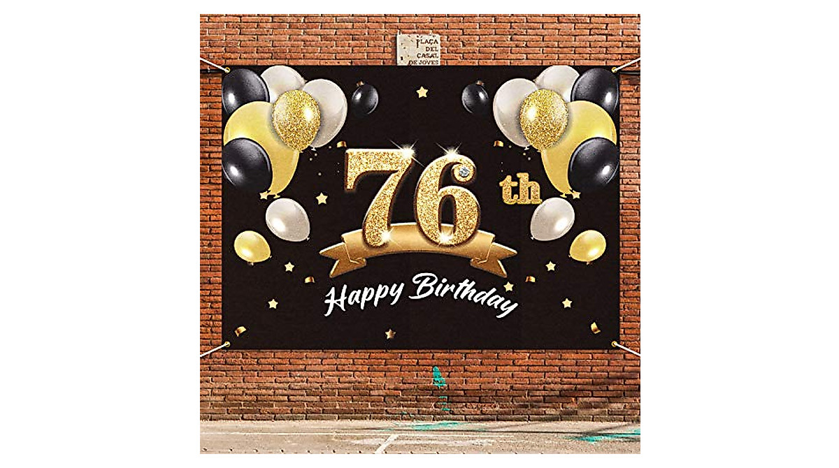 PAKBOOM 76th Birthday Banner - Perfect Party Backdrop