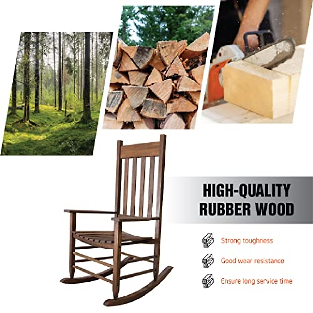 HOMESTEAD Wooden Rocking Chair, Brown