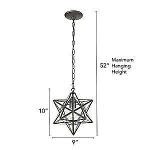 Elk 9-Inch Moravian Star Pendant - 145-001 Mini Pendant in Clear Glass and Oil Rubbed Bronze – LED Bulb, Dimmer and Smart Switch Compatible - Farmhouse and Eclectic Room Décor - Ceiling Light Fixture