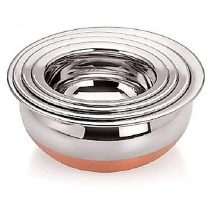 ROYAL SAPPHIRE Stainless Steel Copper Bottom Handi Pot 6 Piece Set With lids and Free Serving Spoon