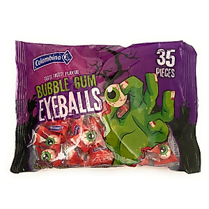 CABE Eyeballs Tutti Frutti Flavor Bubble Gum 3 Pack 35 Pieces Each pack Halloween Trick n Treat Bloodshot Eye Candy (bundle KC Tingamajig)