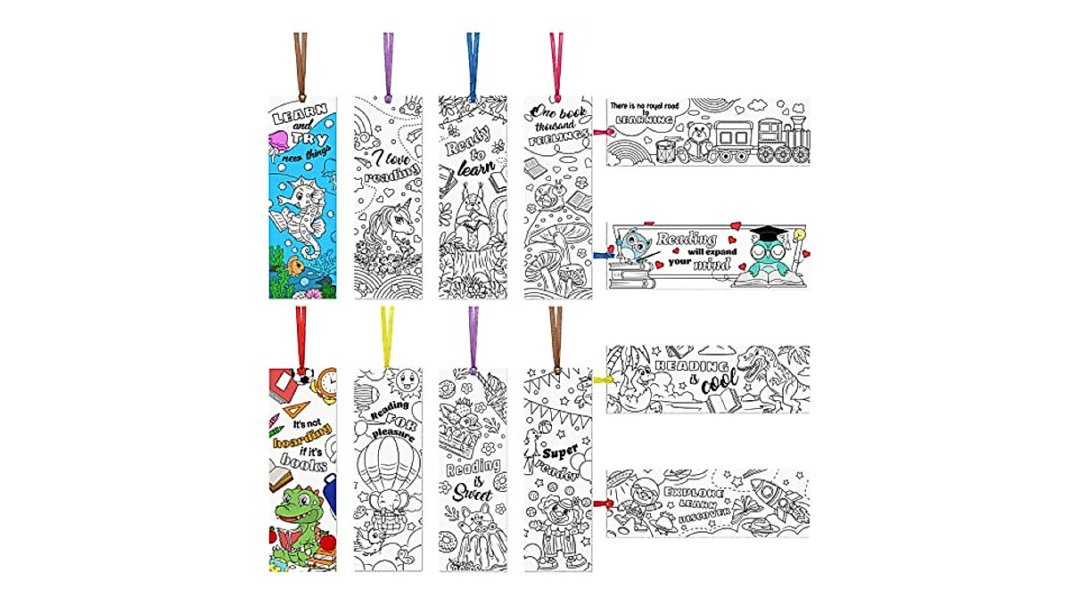 Color Your Own Bookmarks Kit - 36 DIY Kids Craft Supplies