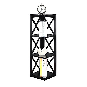 Convenience Concepts Oxford 3 Tier Corner Bookcase, Black