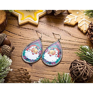 RareLove Santa Claus Statement Cute Christmas Earrings Oval Teardrop Dangle Earrings for Women Alloy Plated
