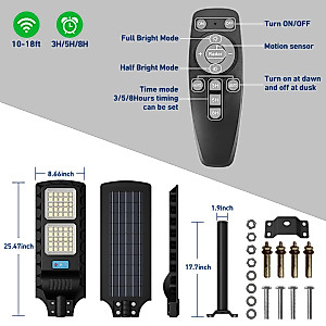 AllEASY Solar Street Light Outdoor Waterproof, 600LEDs 30000lm, IP67 Solar Flood Lights Dusk to Dawn Lighting with Remote Control, Security Motion Sensor Lamp for Garage, Yard