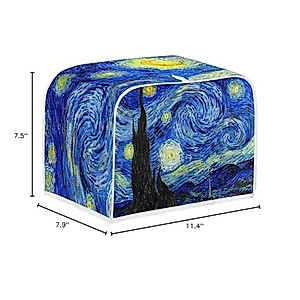 Gomyblomy Van Gogh's Starry Night 4 Slice Toaster Dust Cover Bread Toaster Oven Dustproof Cover Kitchen Bakeware Protector Dustproof Fingerprint Protection
