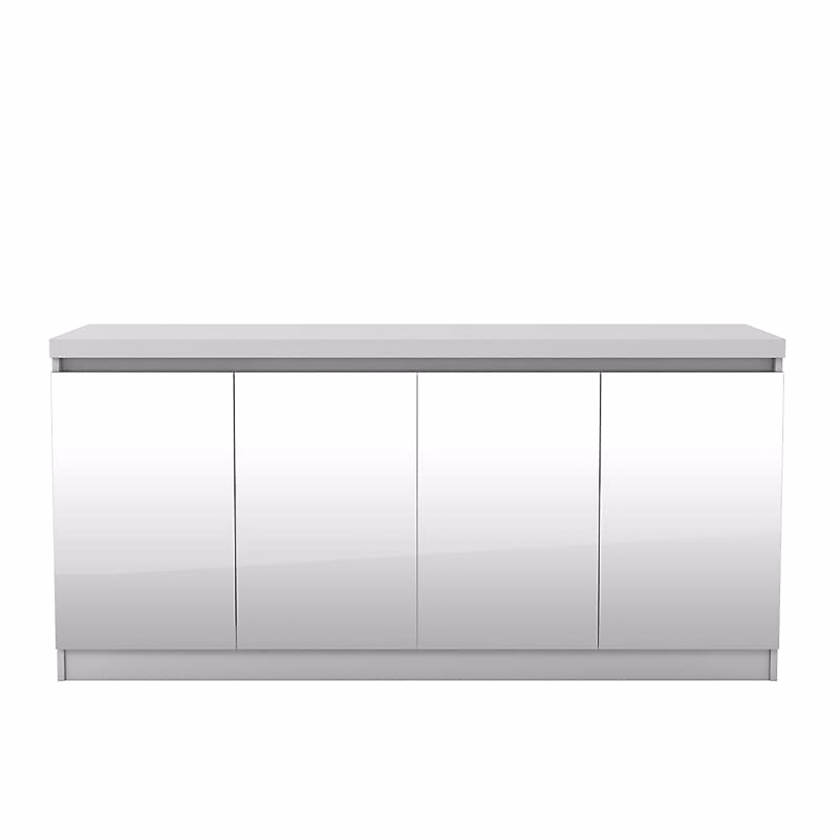 Manhattan Comfort Viennese Collection Mirrored Buffet Cabinet/Dining Console with Compartment Shelves, 62.99" Inches, White Gloss
