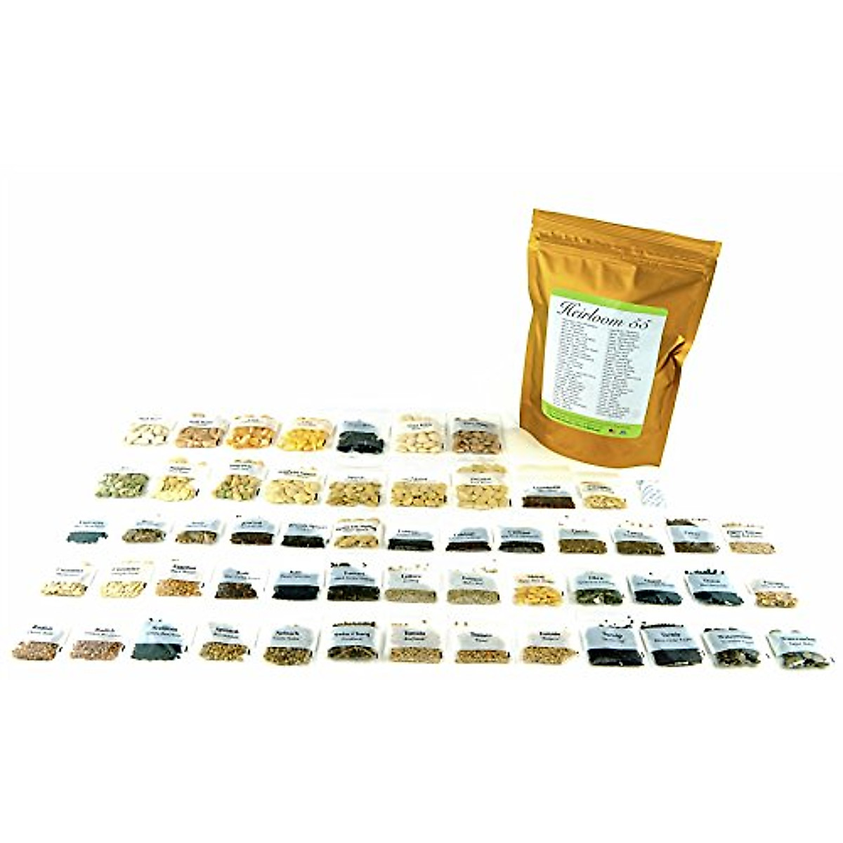 Heirloom Futures Seed Pack with 55 Varieties of Vegetable Seeds. 100% Non GMO Open Pollinated Non-Hybrid Naturally Grown Premium USA Seed Stock for All Gardeners.
