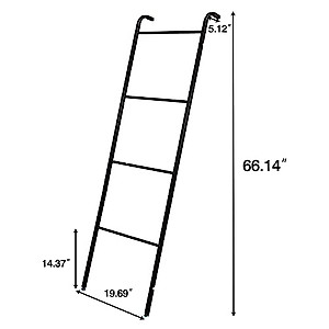 Metal Blanket Ladder Holder Free Standing Wall Leaning Holder Rack Outdoor Towel Rack Scarf Rack Coat Rack Decorative Metal Towel Rack for Pool Living Room Bathroom 4 Tiers Black