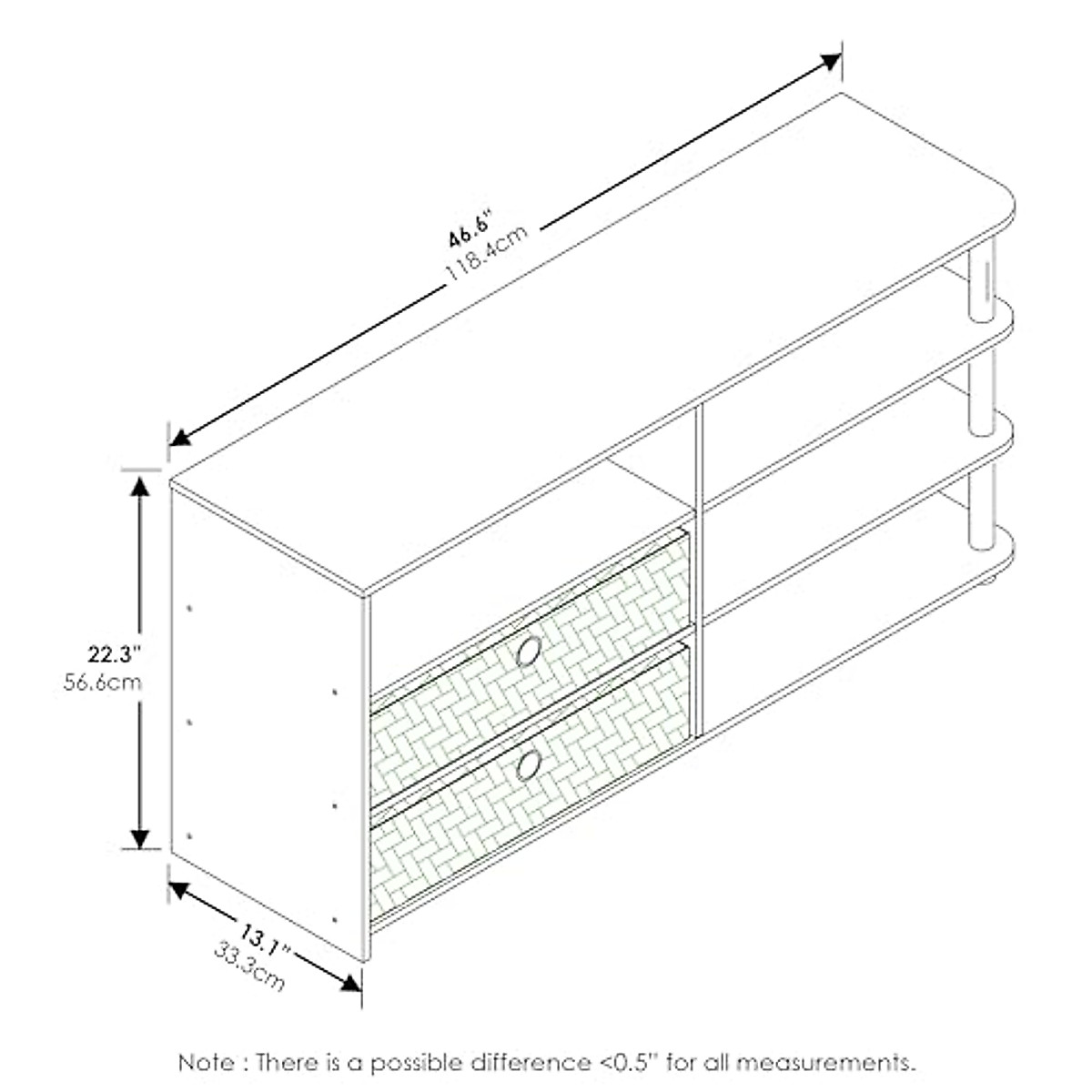 Furinno JAYA Simple Design TV Stand for up to 55-Inch with Bins, Walnut