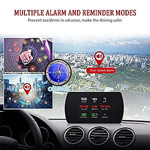 ACECAR Upgrade T800 Universal Car HUD Head Up Display Digital GPS Speedometer with Compass Driving Latitude and Longitude Speedup Test Brake Test Overspeed Alarm HD LCD Display for All Vehicle