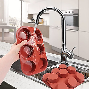 BAKER DEPOT 6 Cavity Round Silicone Mold For Muffin Cupcake Bread Handmade Soap DIY cake mold Dessert Mold, Set of 2