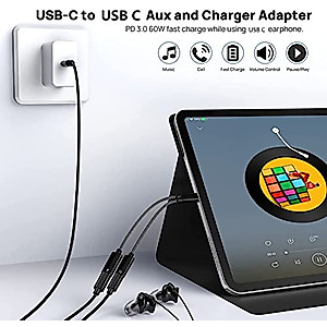 USB C Splitter, Dual USB C Headphones and Charger Adapter with PD 60W Fast Charging for Pixel 3 4 5 6 7 XL,Samsung Galaxy S23 S22 S21 S21+ Note 20/Note 10/10+ and More