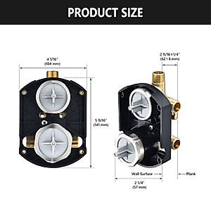 R22000 Integrated Shower and Diverter Valve, Compatible with D 3-Setting or 6-Setting Integrated Diverter Valve Trim kit, Brass Construction