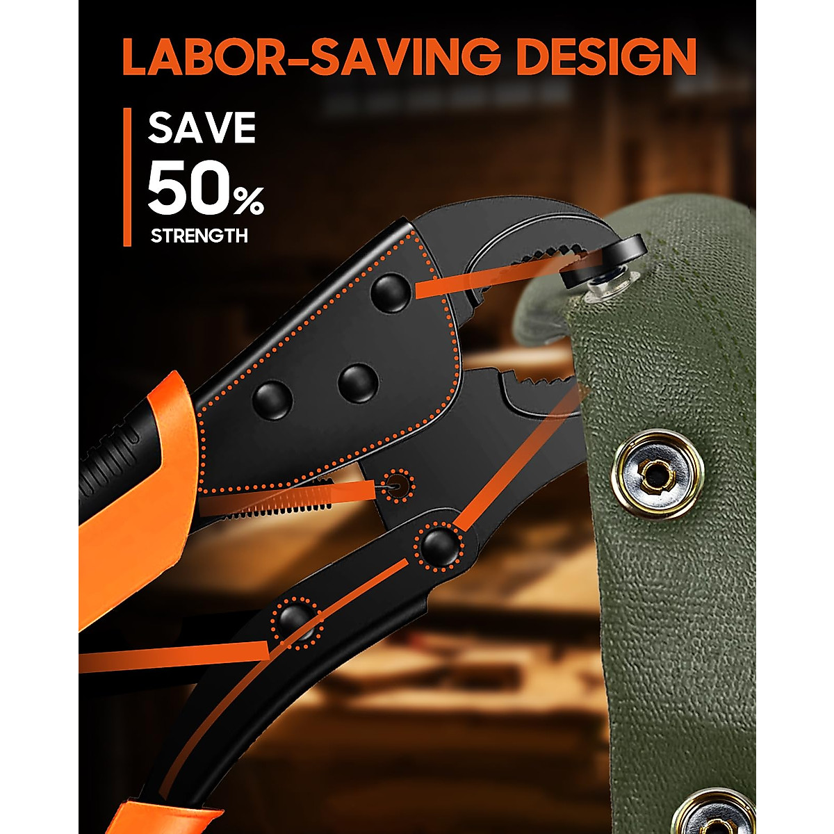 Heavy Duty Snap Fastener Tool Adjustable Snap Setter Tool Includes 20 Sets 15mm Snaps for Boat Cover, Replacing Metal Snaps, Repairing Boat Covers, Canvas, Sewing, Tarps