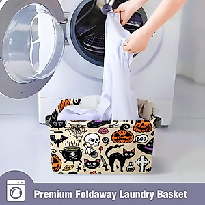 Halloween Ghost Basket with Handles spooky basket stuffers for Boyfriend Large Collapsible Storage Bins Boxes for Shelves Home Office Toys