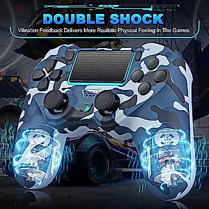 ZOKIKY Wireless Controller for PS4,Remote for Playstation 4/Pro/Slim/,with Double Shock/Audio/Six-axis Motion Sensor（Camouflage Blue）