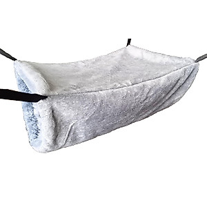 PAWSINSIDE Ferret Hammock Small Animals Soft Plush Double Bunkbed Cage Hanging Hammocks for Rat Guinea Pig Chinchilla Squirrel (Grey)