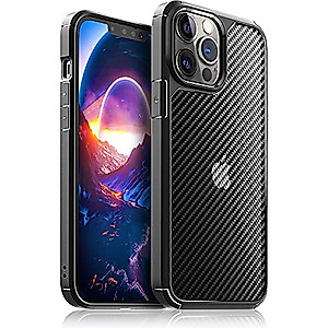 Facbiny Compatible with iPhone 13 Pro Max Case, Carbon Fiber Series [Military Grade Drop Tested], Anti Fingerprints & Scratch, Translucent Slim Fit Shockproof Phone Case 6.7", Black