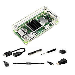 iUniker Raspberry Pi Zero Case, Case for Raspberry Pi Zero 2 w, with Heatsink, HDMI Adapter, OTG Cable, Header, ScrewDriver, Power Switch for Pi Zero 2 w/w (Clear)
